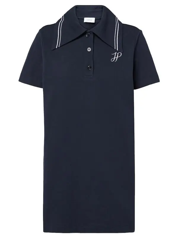 PATOU Logo Piqué Polo Shirt Dress - Blue