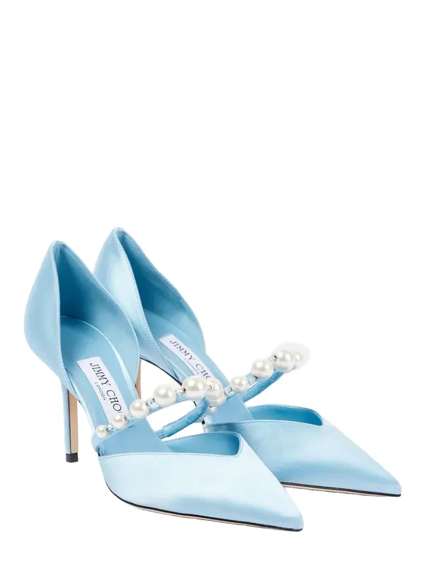 JIMMY CHOO Aurelie 85 Embellished Pumps - Blue