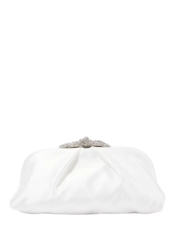 AQUAZZURA Very Bow Tie Embellished Clutch - White