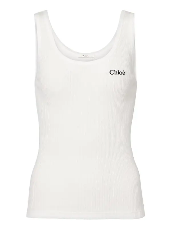 Chloé Ribbed-knit Tank Top - White