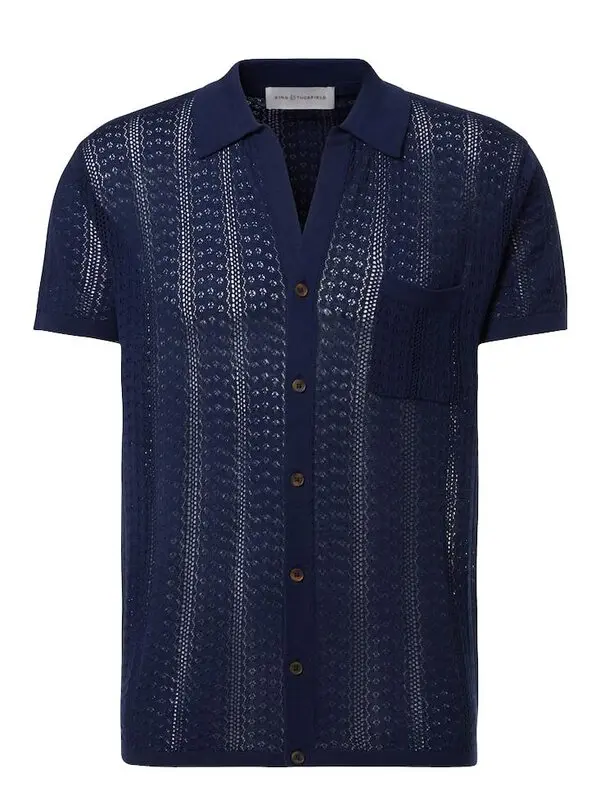 King & Tuckfield Knitted Wool Shirt - Blue