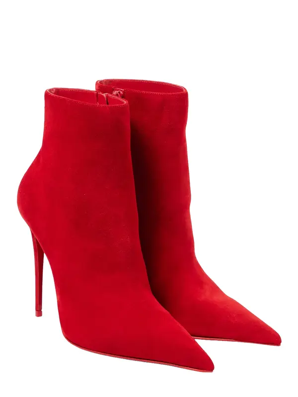CHRISTIAN LOUBOUTIN Kate Max 100 Suede Ankle Boots - Red