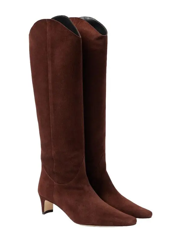 Staud Western Suede Knee-high Boots - Brown