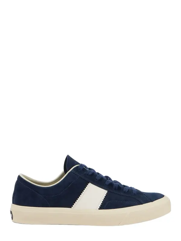 TOM FORD Cambridge Leather-trimmed Suede Sneakers - Blue