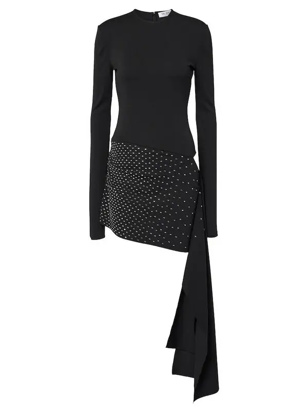 Attico Sash Embellished Minidress - Black