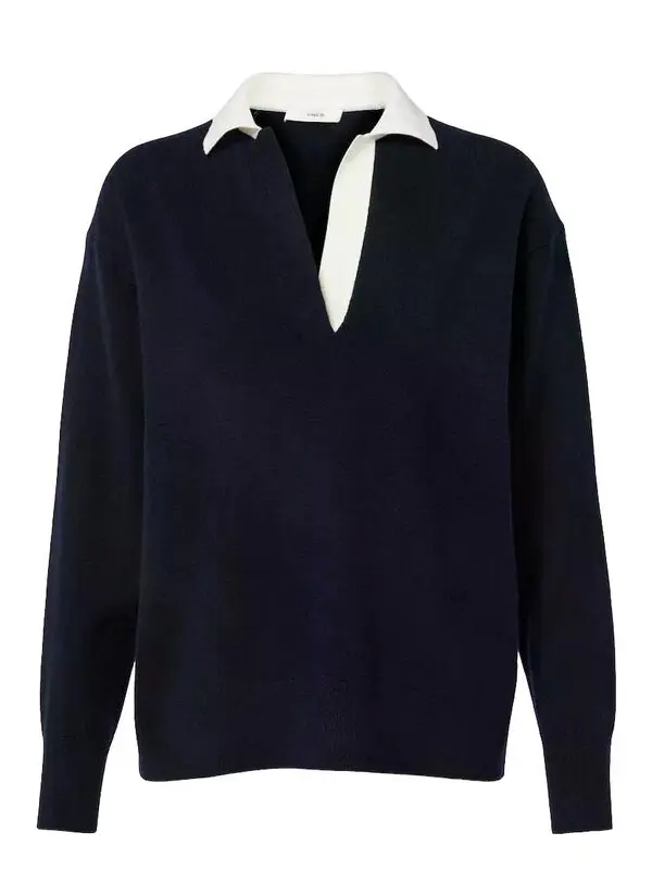 Vince Wool And Cashmere-blend Polo Sweater - Blue