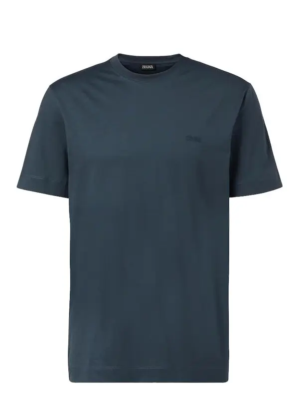 Zegna Logo Cotton T-shirt - Blue
