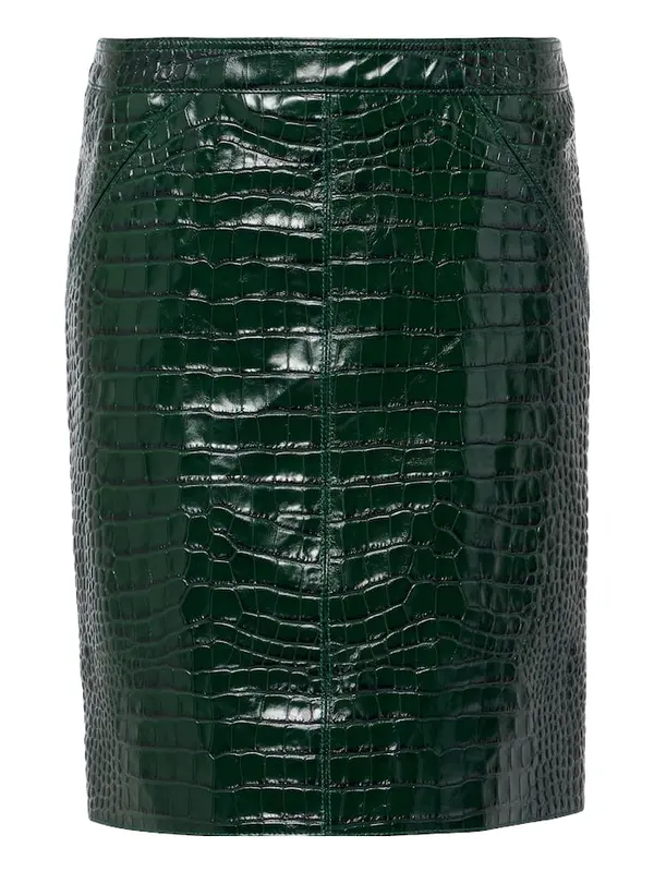 TOM FORD Croc-effect Leather Mini Skirt - Green