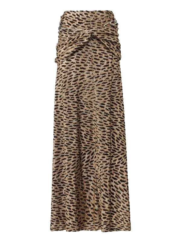 Rabanne Tiger Gathered Lamé Maxi Skirt - Black