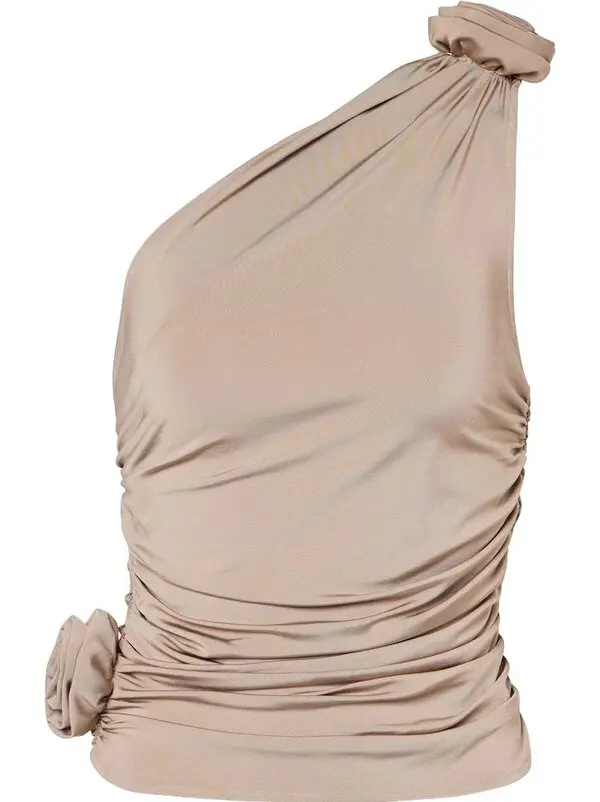 Magda Butrym Floral-appliqué One-shoulder Top - Beige