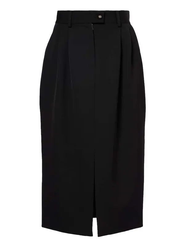 Dolce & Gabbana Virgin Wool Midi Skirt - Black