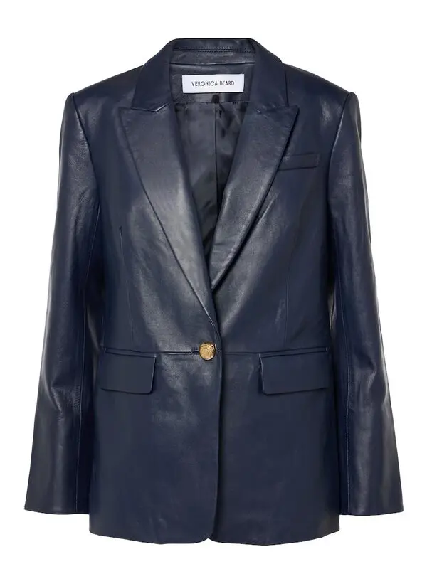 Veronica Beard Vega Leather Blazer - Blue