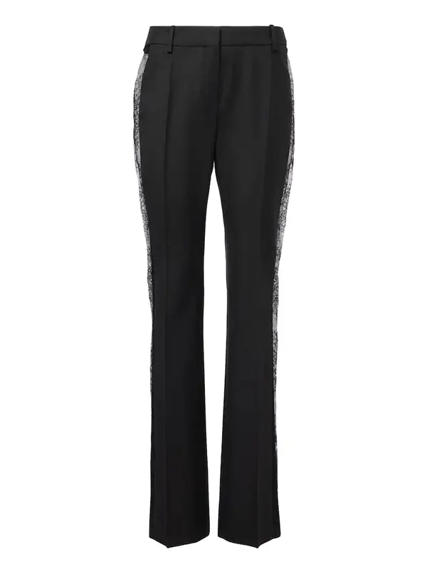 Nina Ricci Lace-trimmed Wool Pants - Black