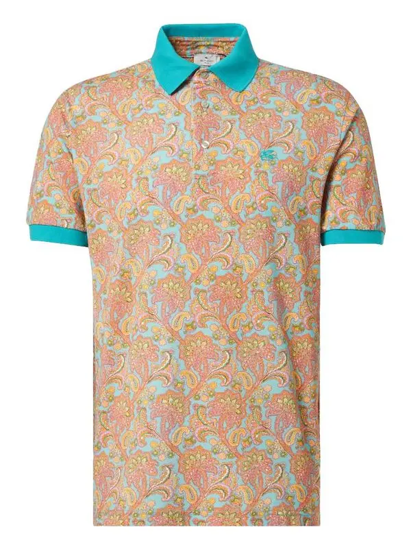 Etro Roma Paisley Cotton Polo Shirt - Multicoloured