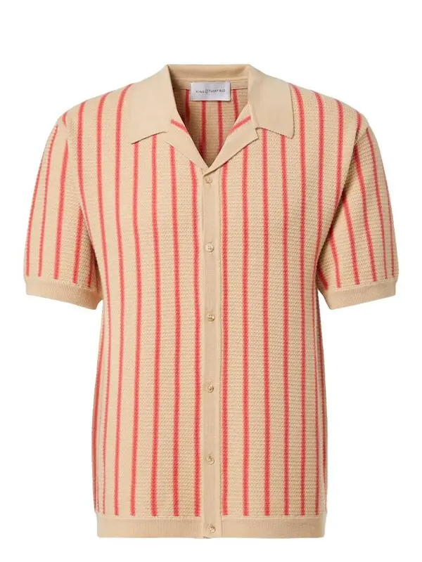 King & Tuckfield Striped Knitted Wool Bowling Shirt - Multicoloured