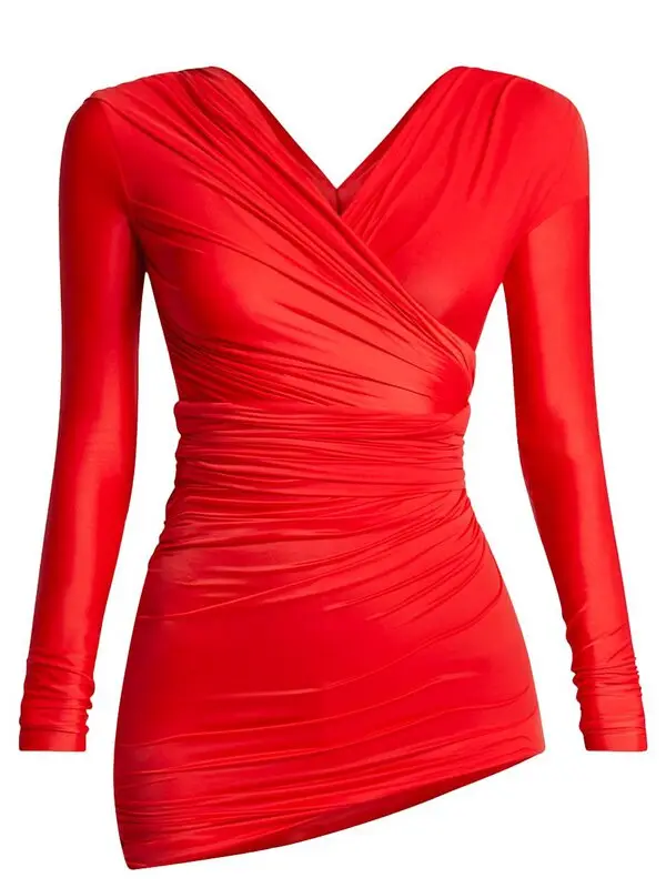 Balenciaga Draped Asymmetric Mini Dress - Red