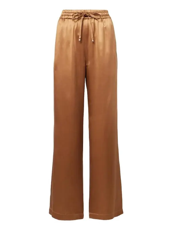Dolce & Gabbana Silk Wide-leg Pants - Brown