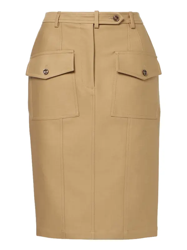 TOM FORD Cotton-blend Tricotine Midi Skirt - Beige