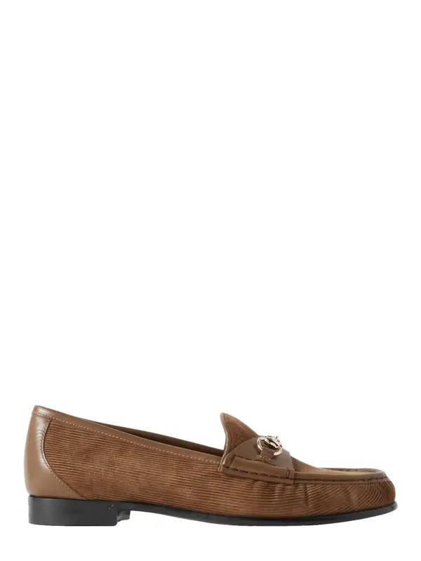 Gucci - Horsebit Corduroy And Leather Loafers