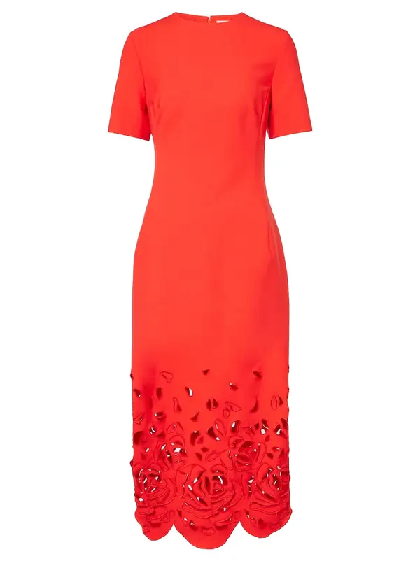 Oscar De La Renta Floral Cutout Sheath Dress - Orange