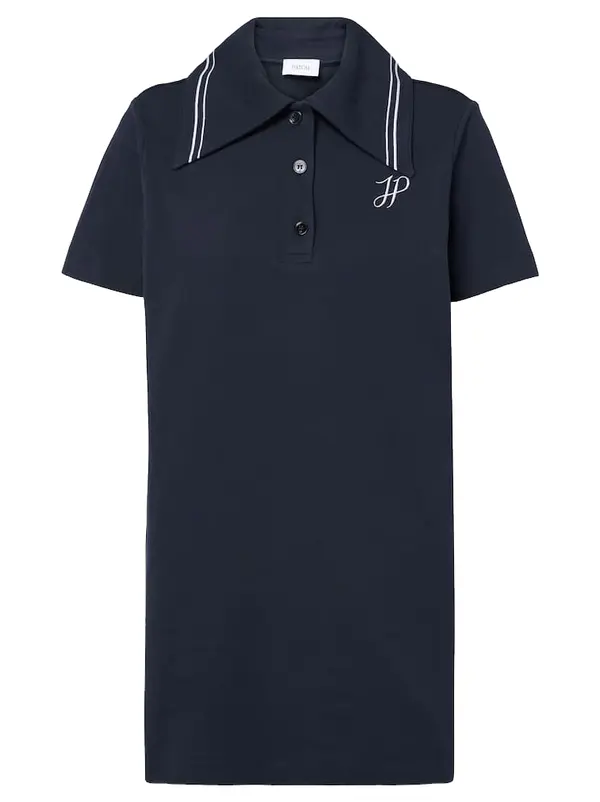 PATOU Logo Cotton Pique Polo Dress - Blue