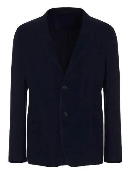 Giorgio Armani Icon Single-breasted Cupro Jacket - Blue