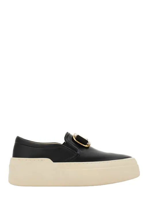 FERRAGAMO Vara Plate Slip-on Sneakers - Black
