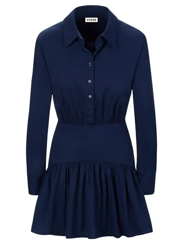 Staud Rocco Mini Shirtdress - Navy