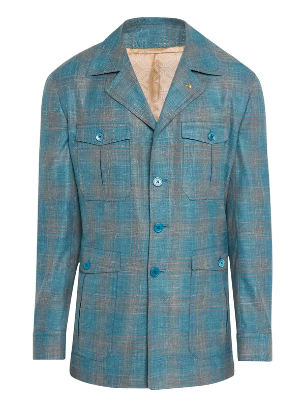 Stefano Ricci Plaid Field Jacket - Petrol