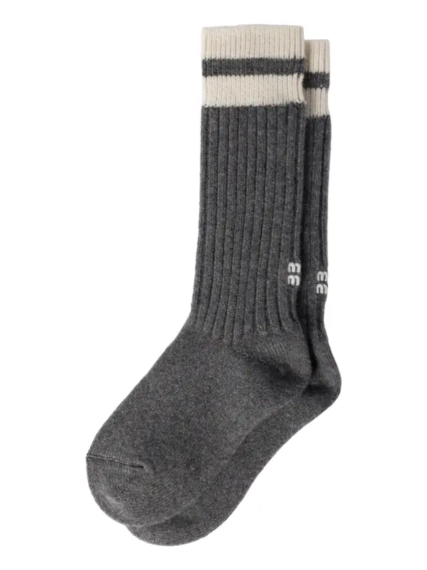 Miu Miu Wool And Cashmere Blend Socks - Slate Gray