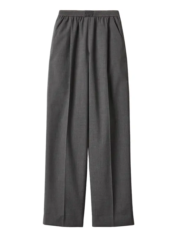 Miu Miu Straight Fit Wool Pants - Slate Gray