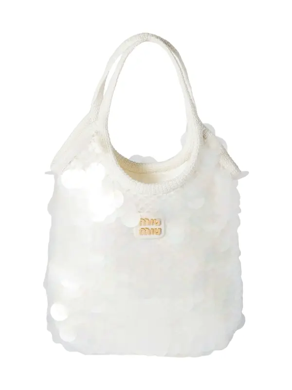 Miu Miu Ivy Sequin Mesh Bag - White