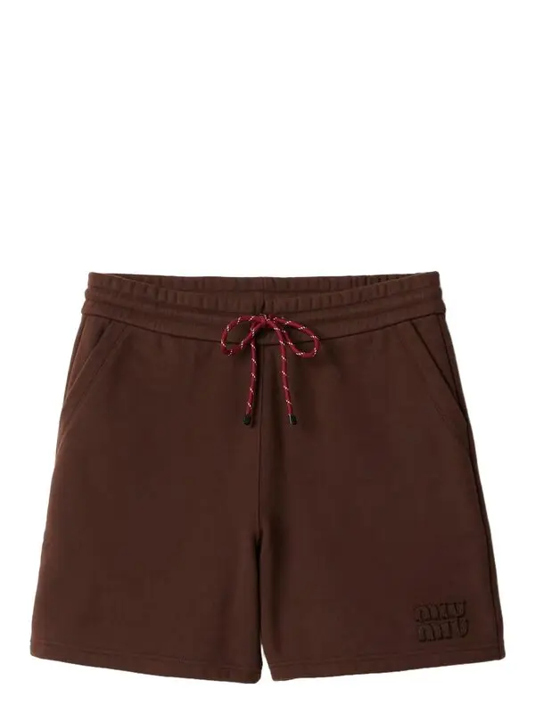 Miu Miu Cotton Fleece Shorts - Cocoa Brown
