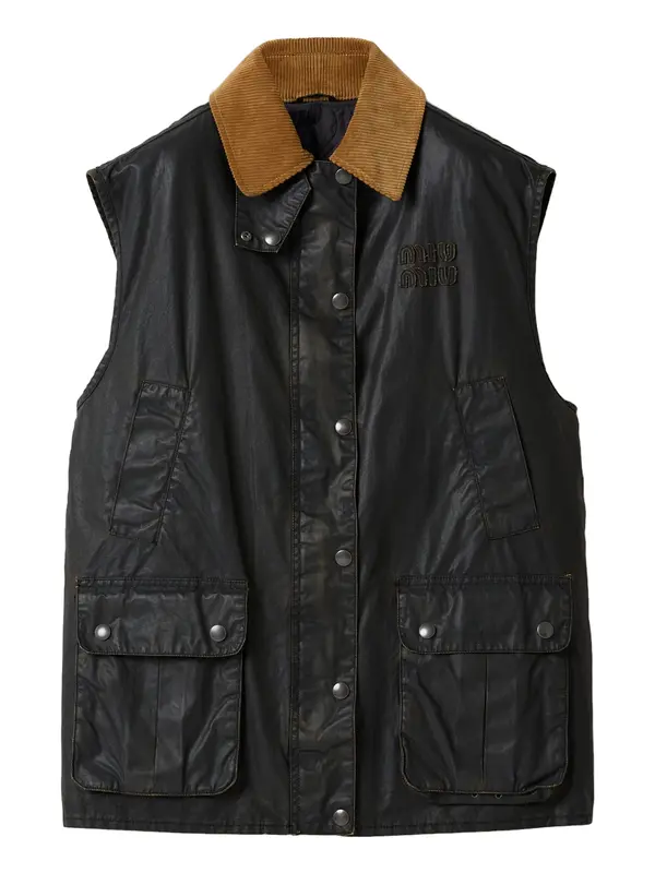 Miu Miu Resin-finish Poplin Vest - Black