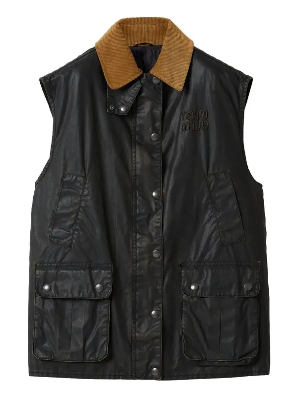 Miu Miu Resin-finish Poplin Vest - Black