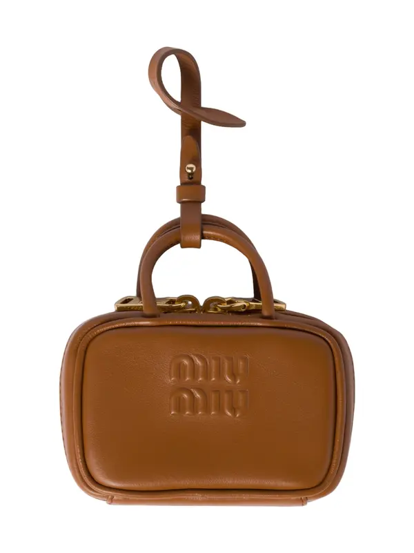 Miu Miu Beau Leather Micro Bag - Cognac
