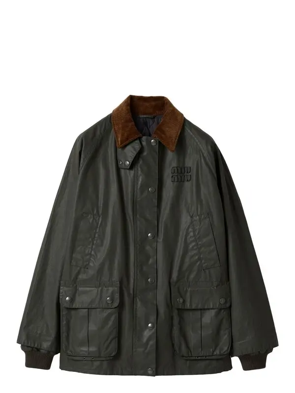 Miu Miu Resin-finish Poplin Caban Jacket - Forest Green