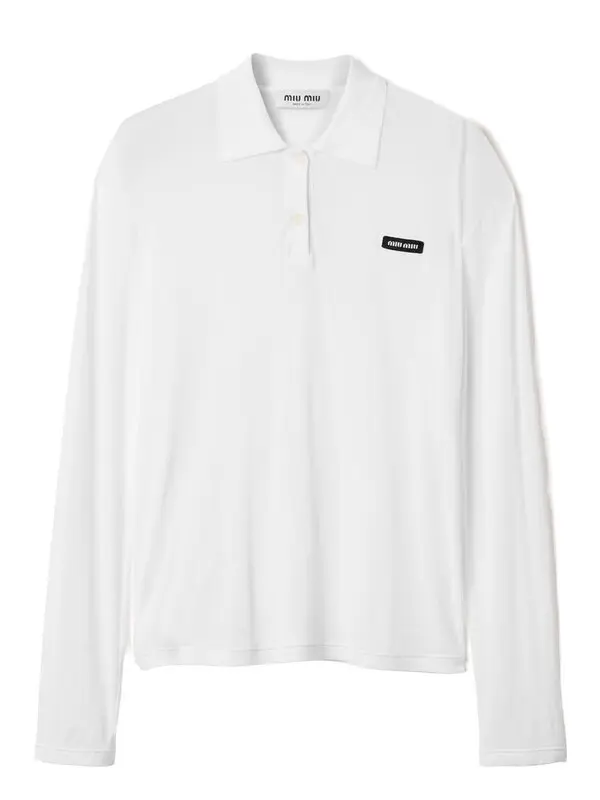 Miu Miu Ribbed Jersey Polo Shirt - White