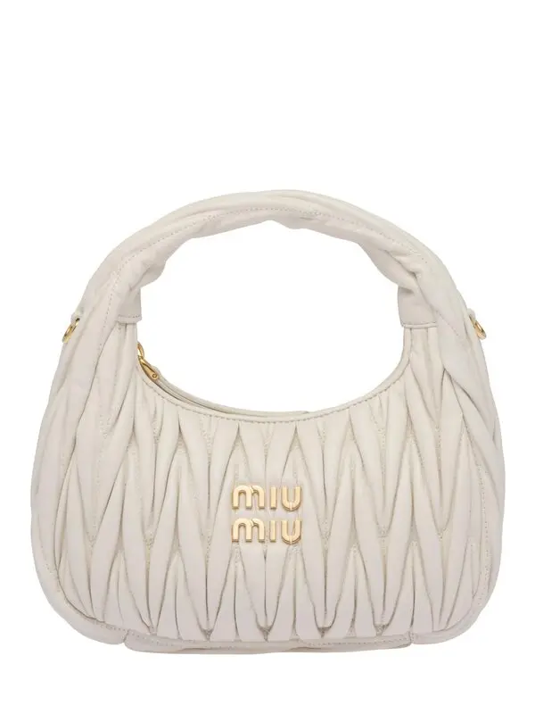 Miu Miu Wander Matelassé Nappa Leather Hobo Bag - White
