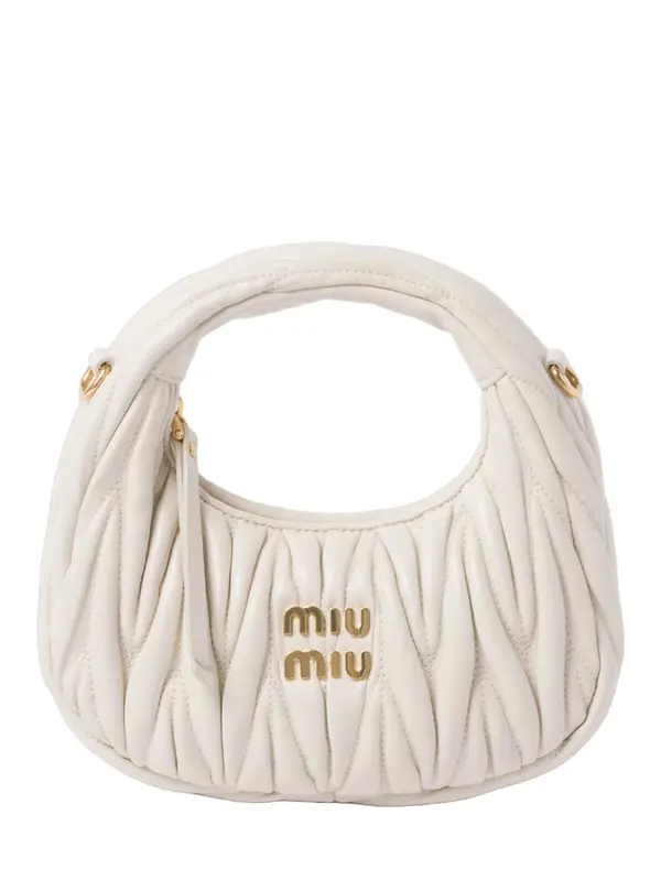 Miu Miu Wander Matelassé Nappa Leather Mini Hobo Bag - White