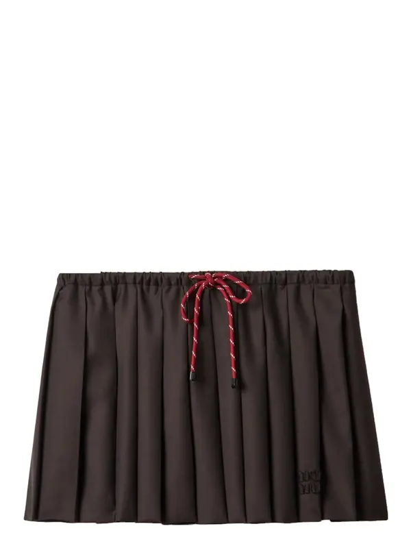 Miu Miu Pleated Batavia Skirt - Ebony