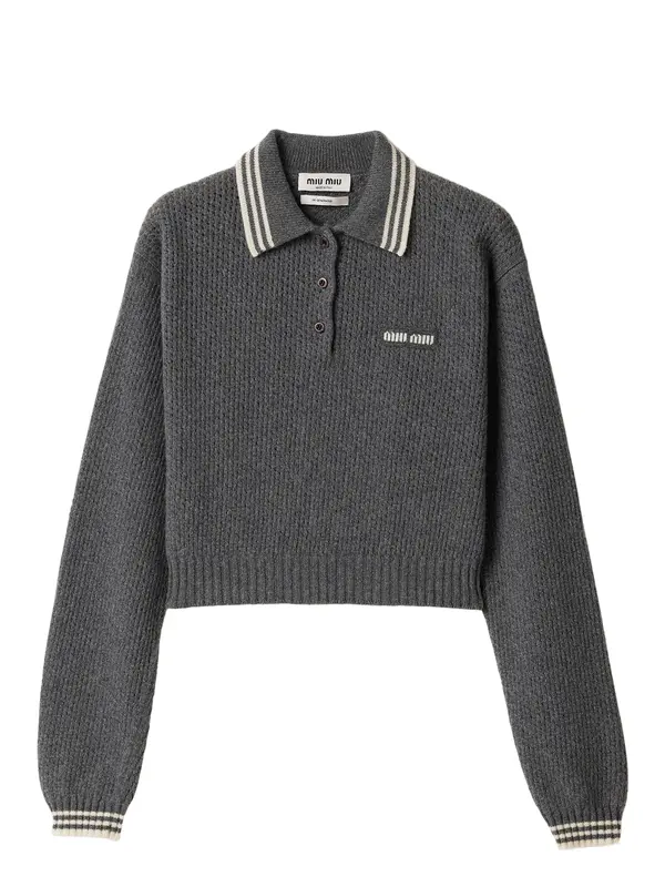 Miu Miu Wool And Cashmere Polo Sweater - Slate Gray