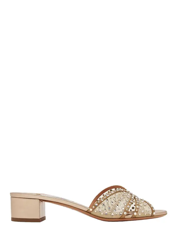 AQUAZZURA Leather Mules - Gold