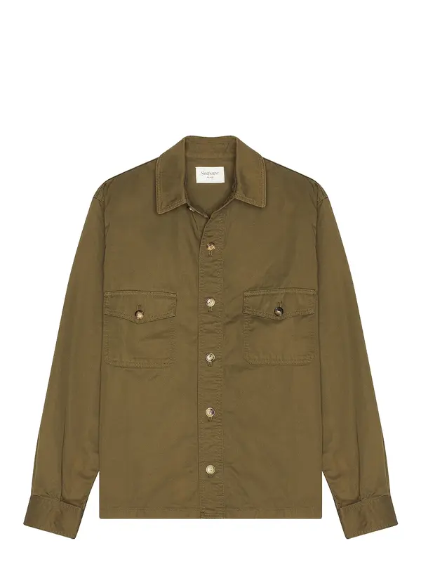 Saint Laurent Yves Overshirt In Olive - Authentic Kaki