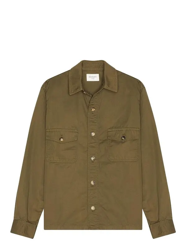 Saint Laurent Yves Overshirt In Olive - Authentic Kaki