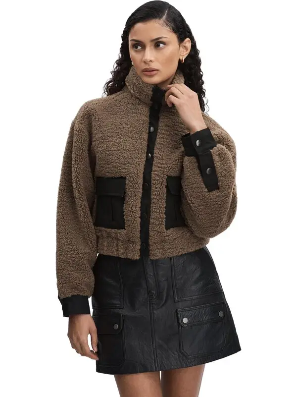Paige Faux Shearling Jacket - Cocoa