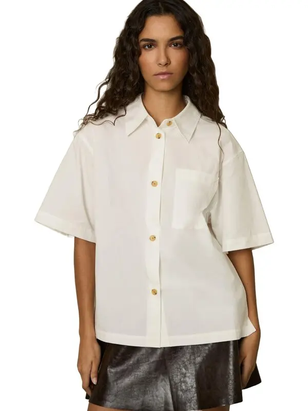 REISS Jordan Cotton Shirt - White
