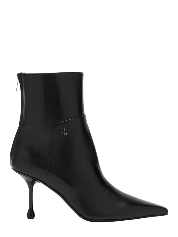 JIMMY CHOO Cycas 80 Leather Ankle Boots - Black