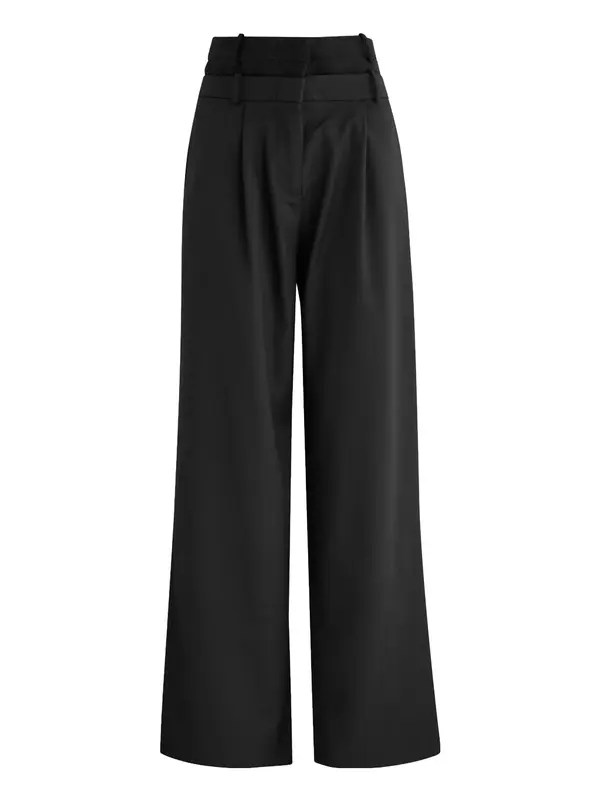 16Arlington Ivlia Layered Wide-leg Trousers - Black
