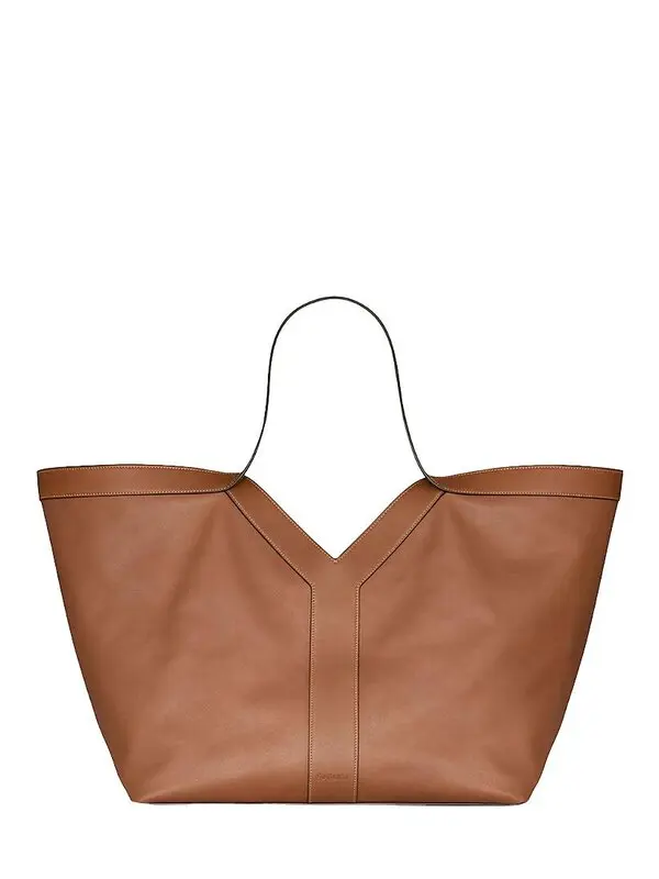Saint Laurent Y Tote Bag - Brown Smooth Leather